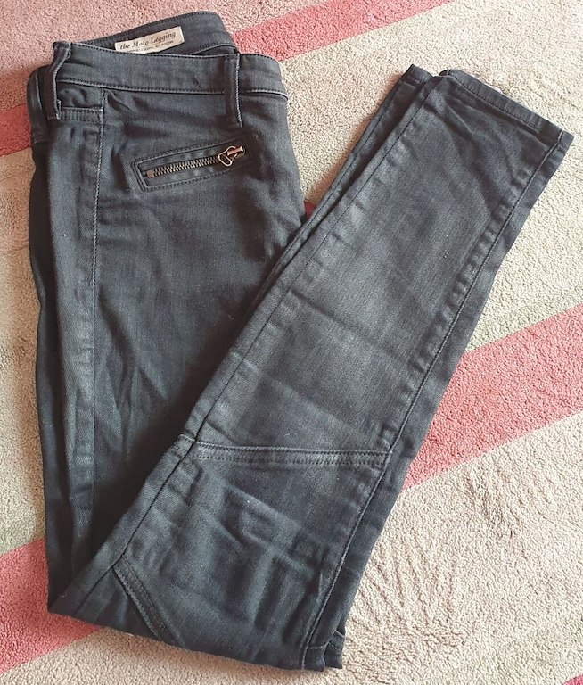 ADRIANO GOLDSCHMIED AG moto biker jeans bajker farmerke, crne