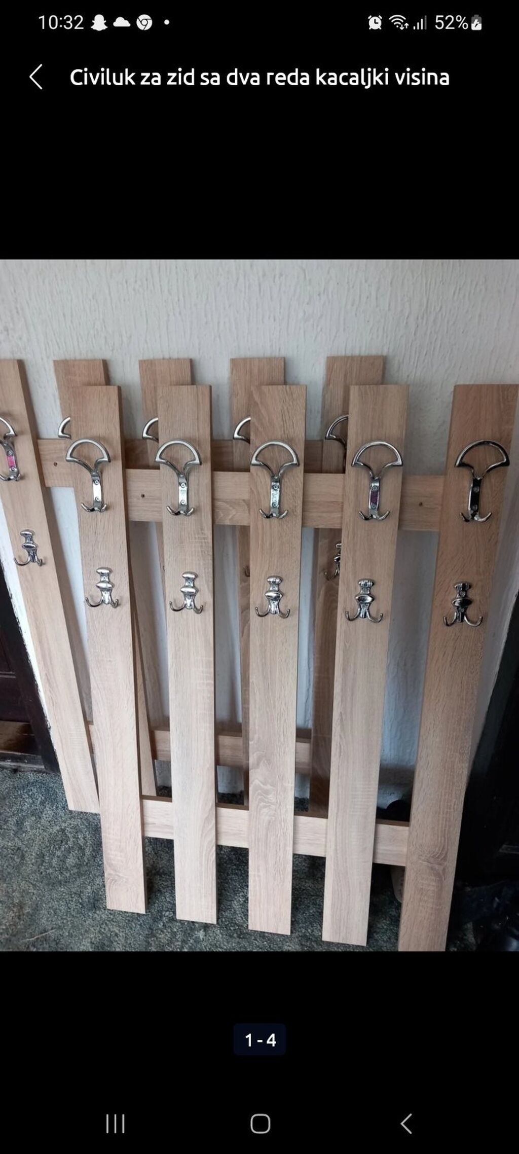 Čiviluk za zid sa dva reda kačaljki visina 120 cm širina 80 cm