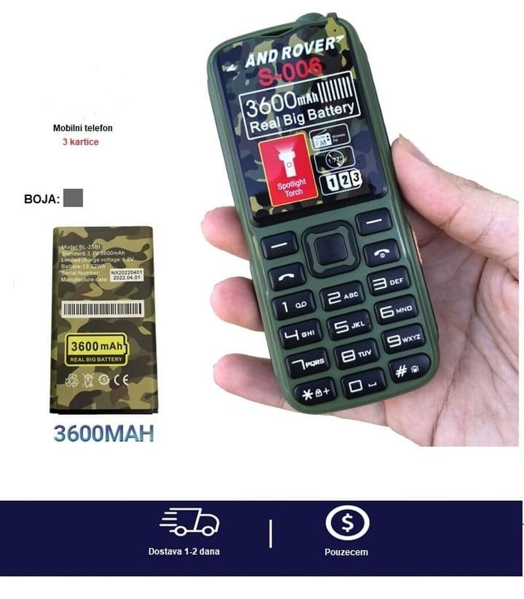 CENA: 2990 rsd 3 SIM ROVER TELEFON -Srpski jezik -Radio prijemnik
