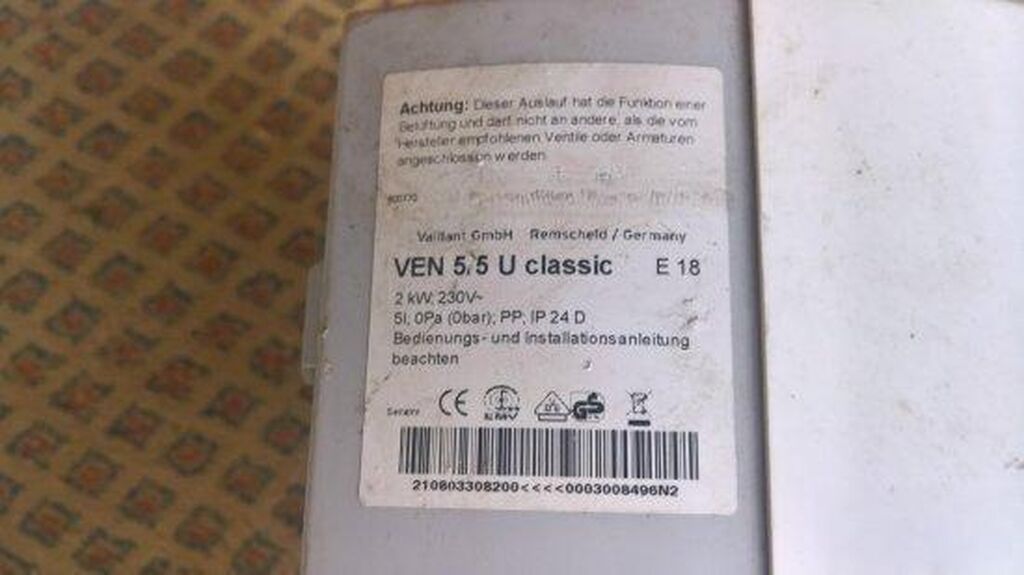 Vaillant VEN 5/5 U classic ID Oglasa: #128823423 Prijavi Informacije