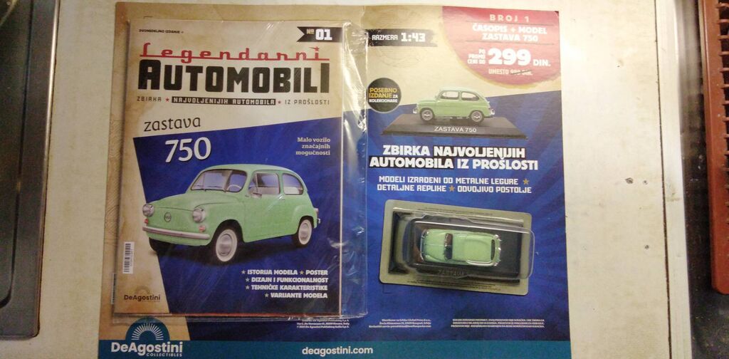 Legendarni automobili Zastava 750, 1:43 broj 1, novo, 2 kom. cena za 1