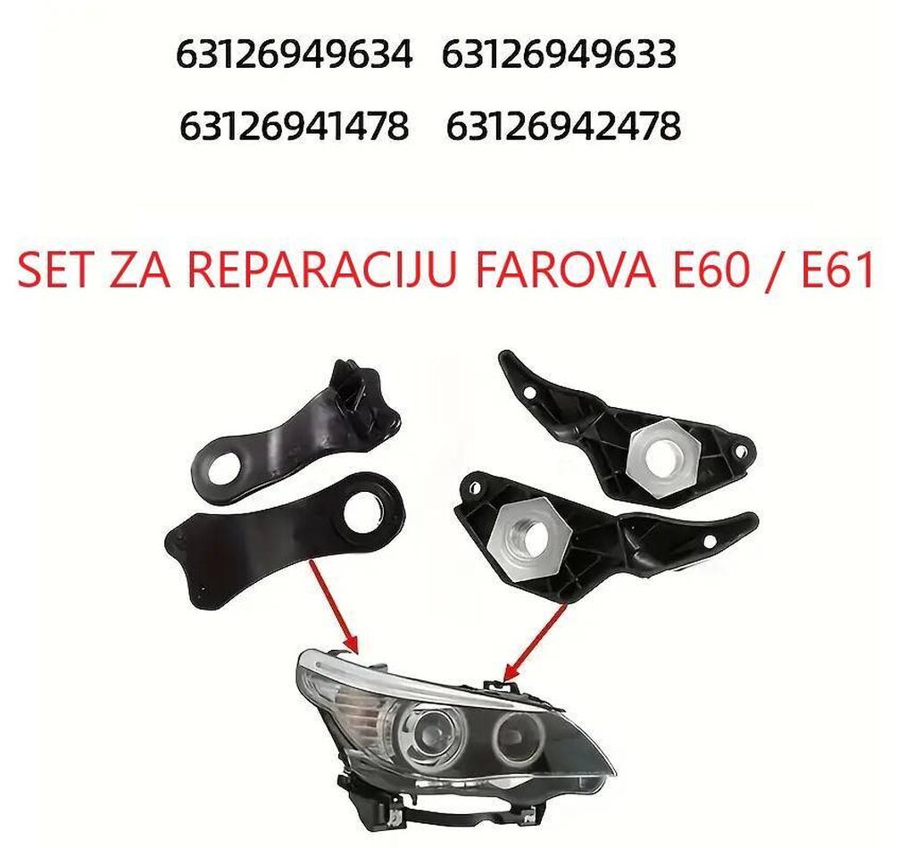 Set za reparaciju farova nosaci BMW serija 5 E60 i E61 NOVO!