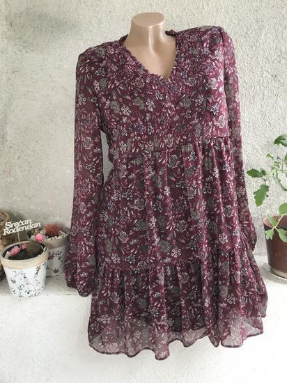 Primark bordo haljina sitni cvetovi 38