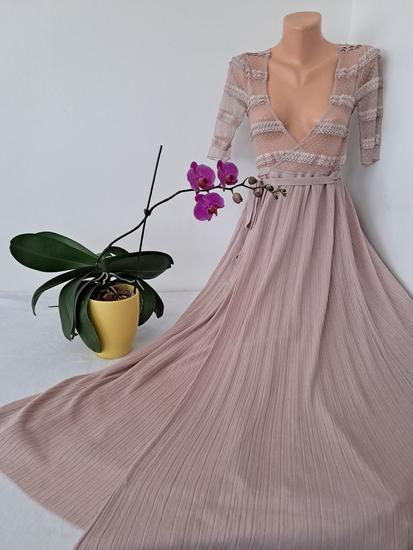 ZARA maxi roze haljina na preklop vel S
