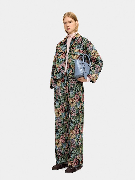FLORAL JACQUARD TROUSERS