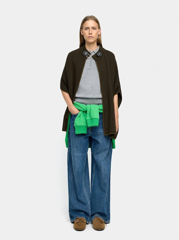 KNITTED PONCHO WITH STITCHING DETAIL