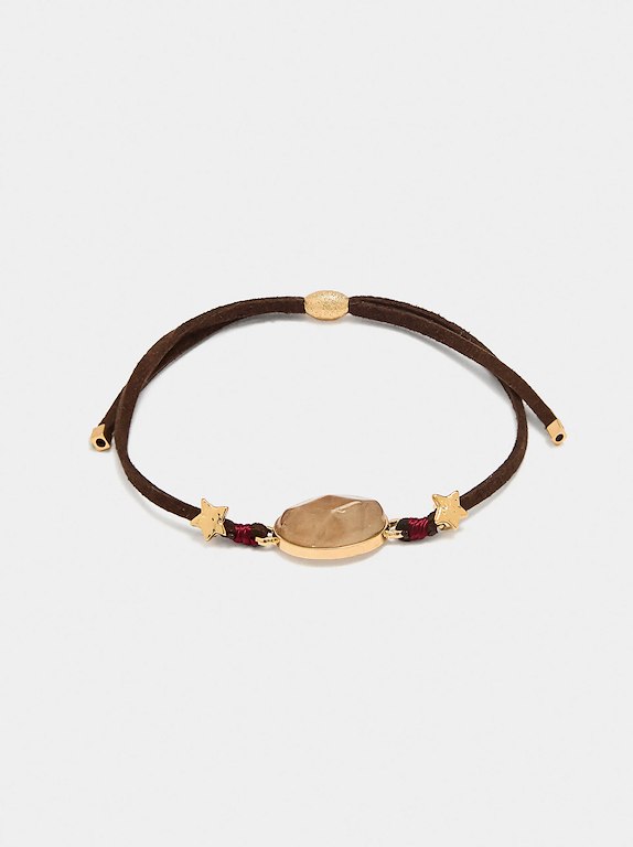 ADJUSTABLE LEATHER BRACELET WITH STONE