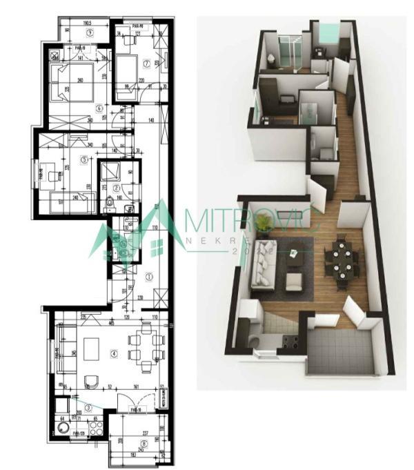 Troiposoban stan na prodaju, 65m2, 120.100€