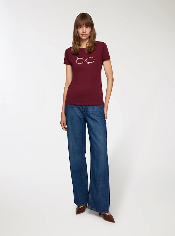 Slim fit majica sa printom beskonačnosti Bordo