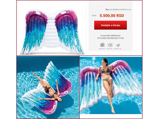 Dušek za vodu andjeoska krila na naduvavanje Angel