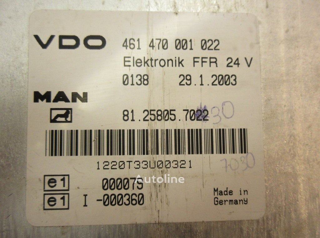 VDO TGA 18.430 (01.00-) 81.25805-7015 upravljačka jedinica za MAN 4-series, TGA (1993-2009) kamiona
