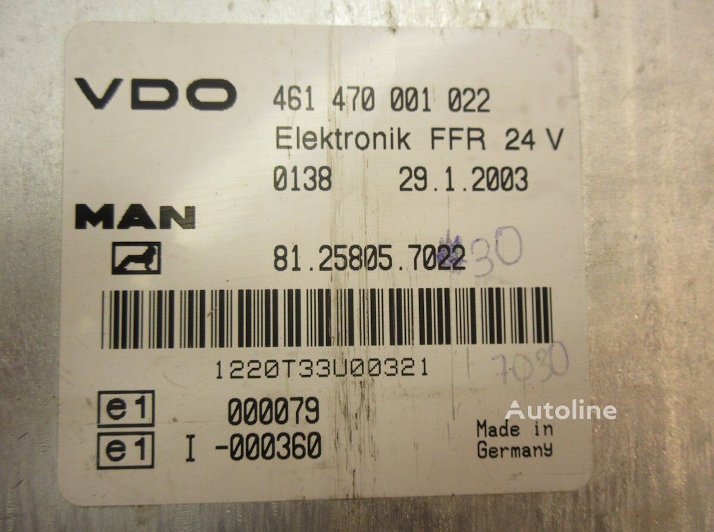 VDO TGA 18.430 (01.00-) 81.25805-7015 upravljačka jedinica za MAN 4-series, TGA (1993-2009) kamiona