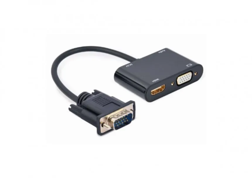 A-VGA-HDMI-02 Gembird VGA to HDMI + VGA adapter cable, 0.15 m, black 43683