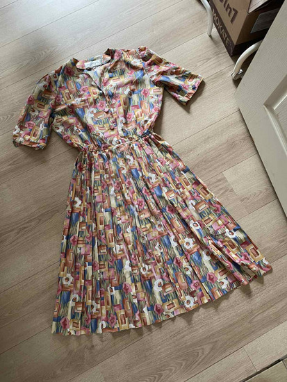 Vintage plisirana floral haljina
