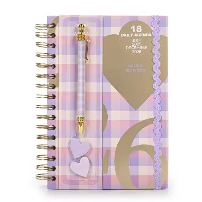 Datumirana agenda i hemijska olovka set - Daily, 18 month, Purple Heart