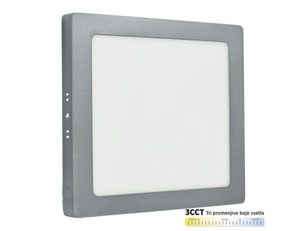 M18NK-SIL-CCT 18W 3000~6500K srebrni nadgradni kvadratni LED panel Mitea (25 mes.)