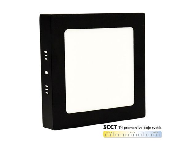 M12NK-BK-CCT 12W 3000~6500K crni nadgradni kvadratni LED panel Mitea Lighting (25 mes.)