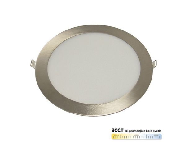 M18UO-SN-CCT 18W 3000~6500K saten nikl ugradni okrugli LED panel Mitea Lighting (25 mes.)