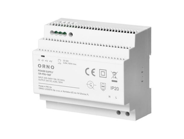 OR-PSU-1667 napajanje industrijsko 24V DC 6.25A 150W za DIN šinu 6M IP20, PVC kućište ORNO