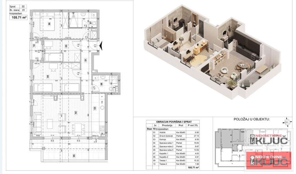 TELEP, 106m2, Troiposoban sa pdv