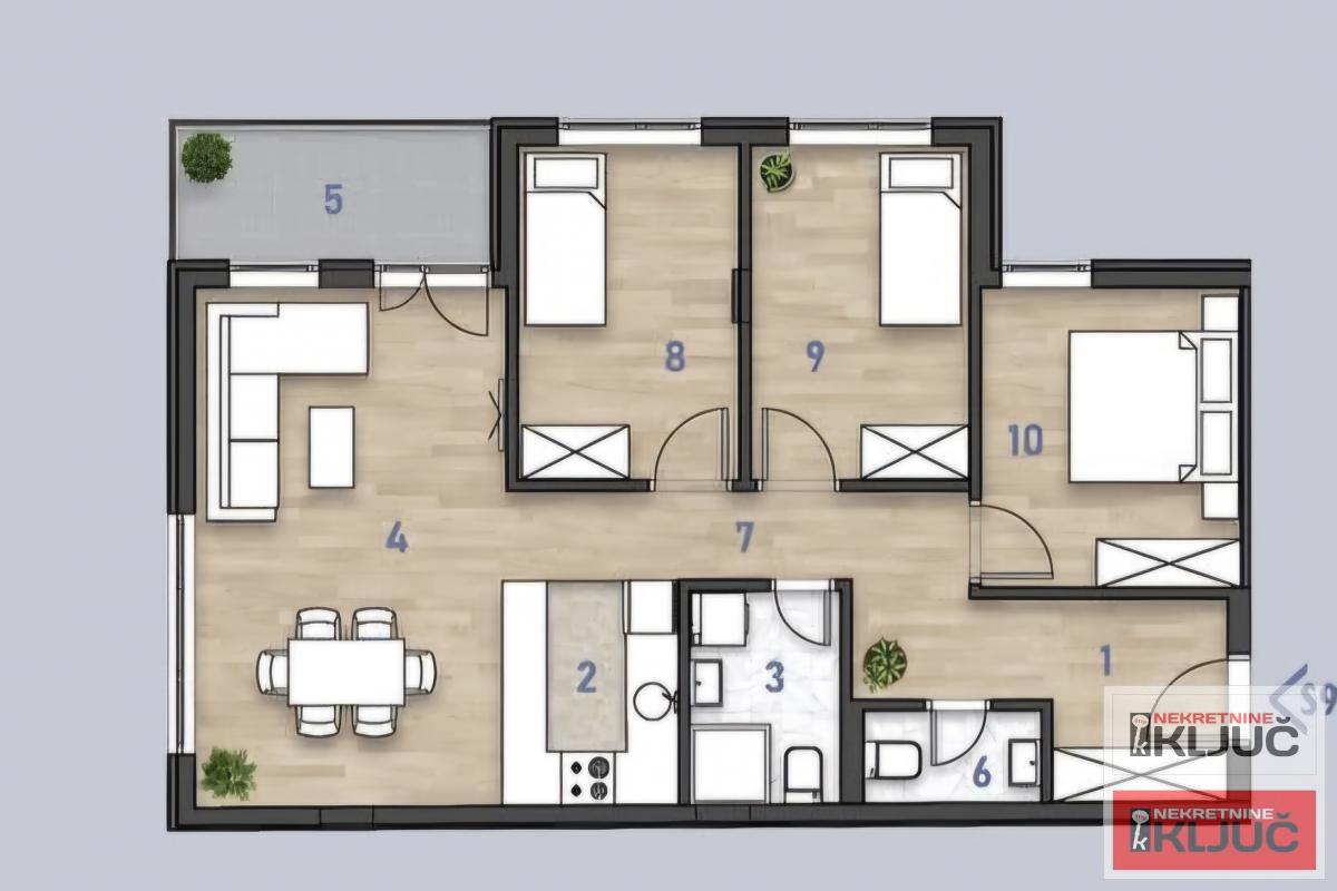 SOMBORSKI BULEVAR, 77m2, Četvorosoban sa pdv, Nov
