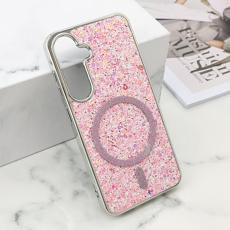 Futrola GLAM GLOW MagSafe za Samsung S921 Galaxy S24 5G/Samsung S931 Galaxy S25 5G roze (MS)