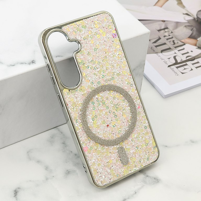 Futrola GLAM GLOW MagSafe za Samsung S921 Galaxy S24 5G/Samsung S931 Galaxy S25 5G zlatna (MS)