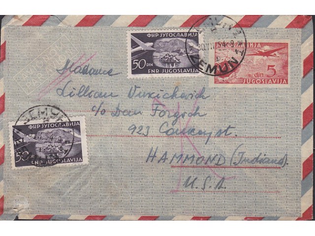 Jugoslavija 1954 Avionsko pismo-poštanska celina
