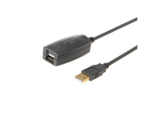 E-Green Kabl 2.0 USB A - USB A M/F (nastavak) 5m crni (sa pojačivačem)
