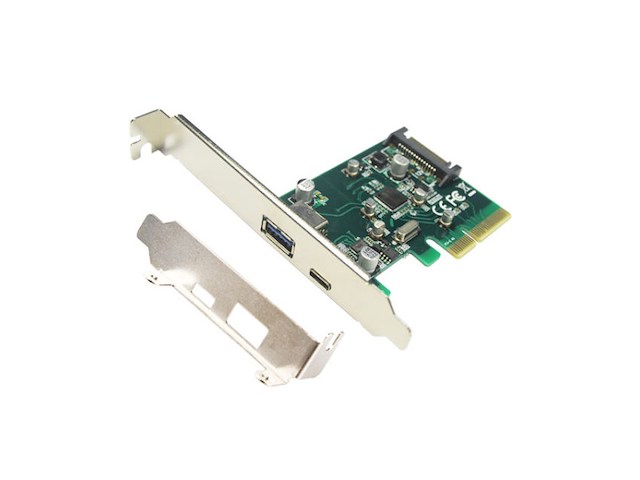 E-Green PCI-Express kontroler na USB 3.1 Tip A + USB-C Host Controler (Asmedia 1142)