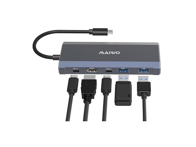 MAIWO USB 3.2 Gen2 x 1 Tip-C 6 u 1 SATA &;PCIe NvMe M.2 Kućište sa HDMI/PD/USB , KH1001