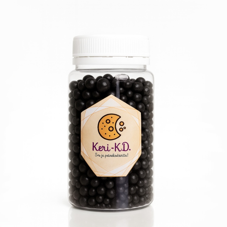 Keri K.D. šećerne perle CRNE 3, 5, 7, 10mm 80g