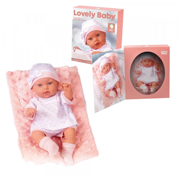Lutka Lovely Baby 33cm sa jastukom roze