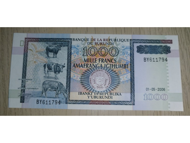 X64 1000 franaka Burundi 2006 UNC