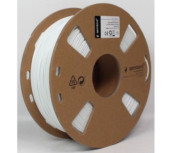 GEMBIRD - 3DP-PLA-FL-01-W * PLA FLEXIBILNI Filament za 3D stampac 1.75mm, kotur 1KG WHITE