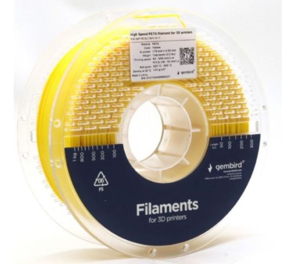 GEMBIRD - 3DP-PETG1.75HY-01-Y PETG filament velike brzine za 3D stampac 1.75mm, kotur 1KG YELLOW