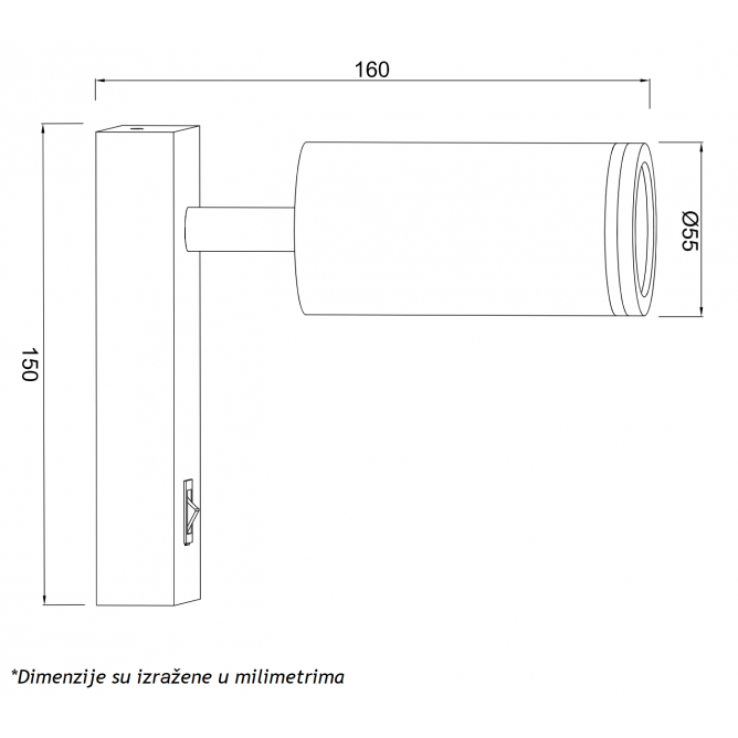 SVETILJKA TS194F ZIDNA 1*GU10 BELA