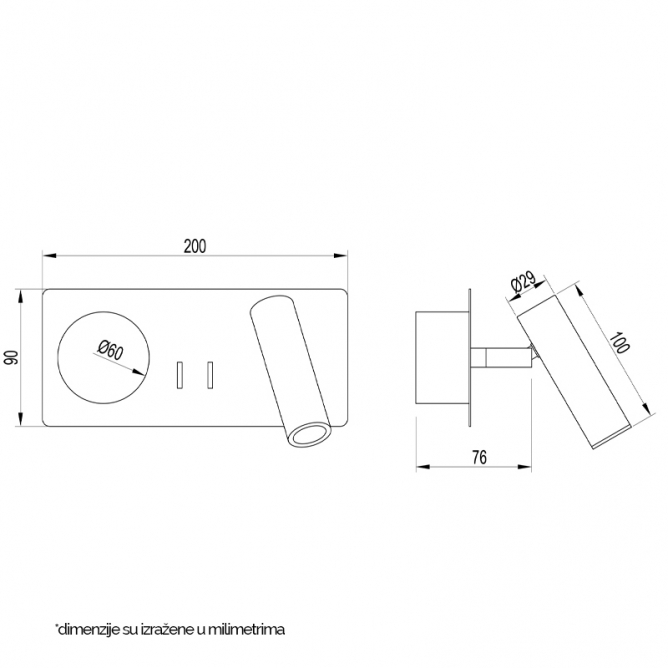 VESTA 478 ZIDNA LAMPA 3W+3W 3000K BELA
