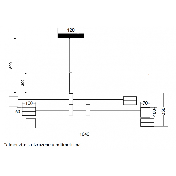 VESTA 510 LUSTER LED 28W 3000K MESING/CRNA