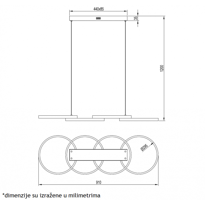 VESTA 485 LUSTER 65W 3000K BELA