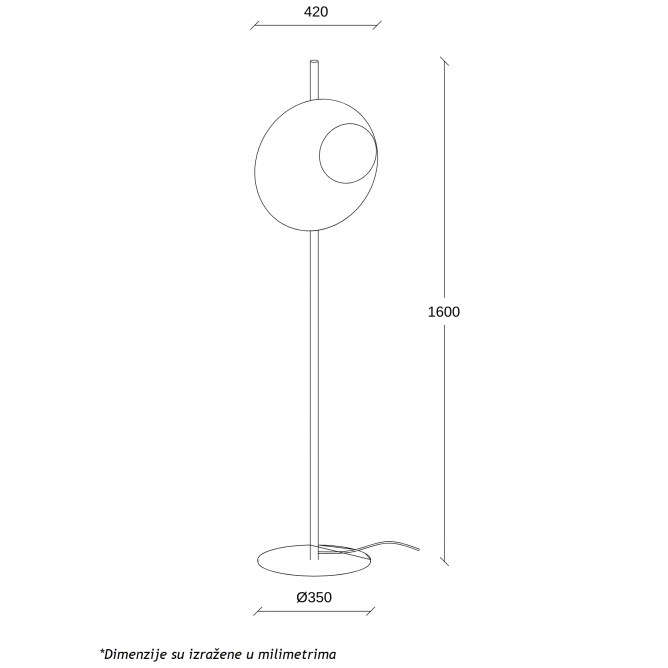 ARIA 34 PODNA LAMPA 12W 3000K CRNA