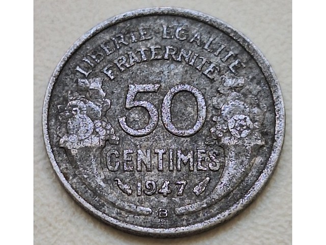 50 Centimes 1947 B Francuska