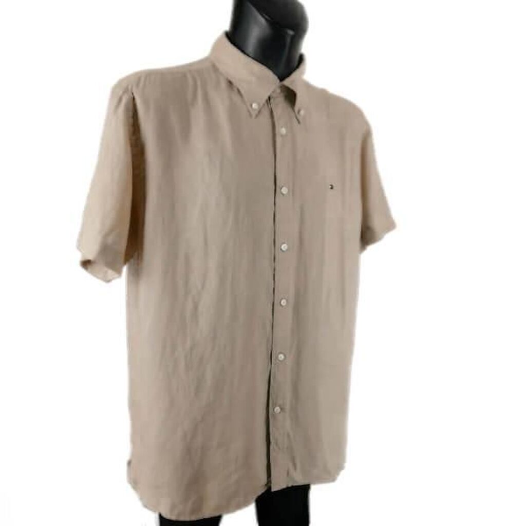 Košulja Na kratke rukave, XL (EU 54), Tommy Hilfiger, bоја - Bež, Lan