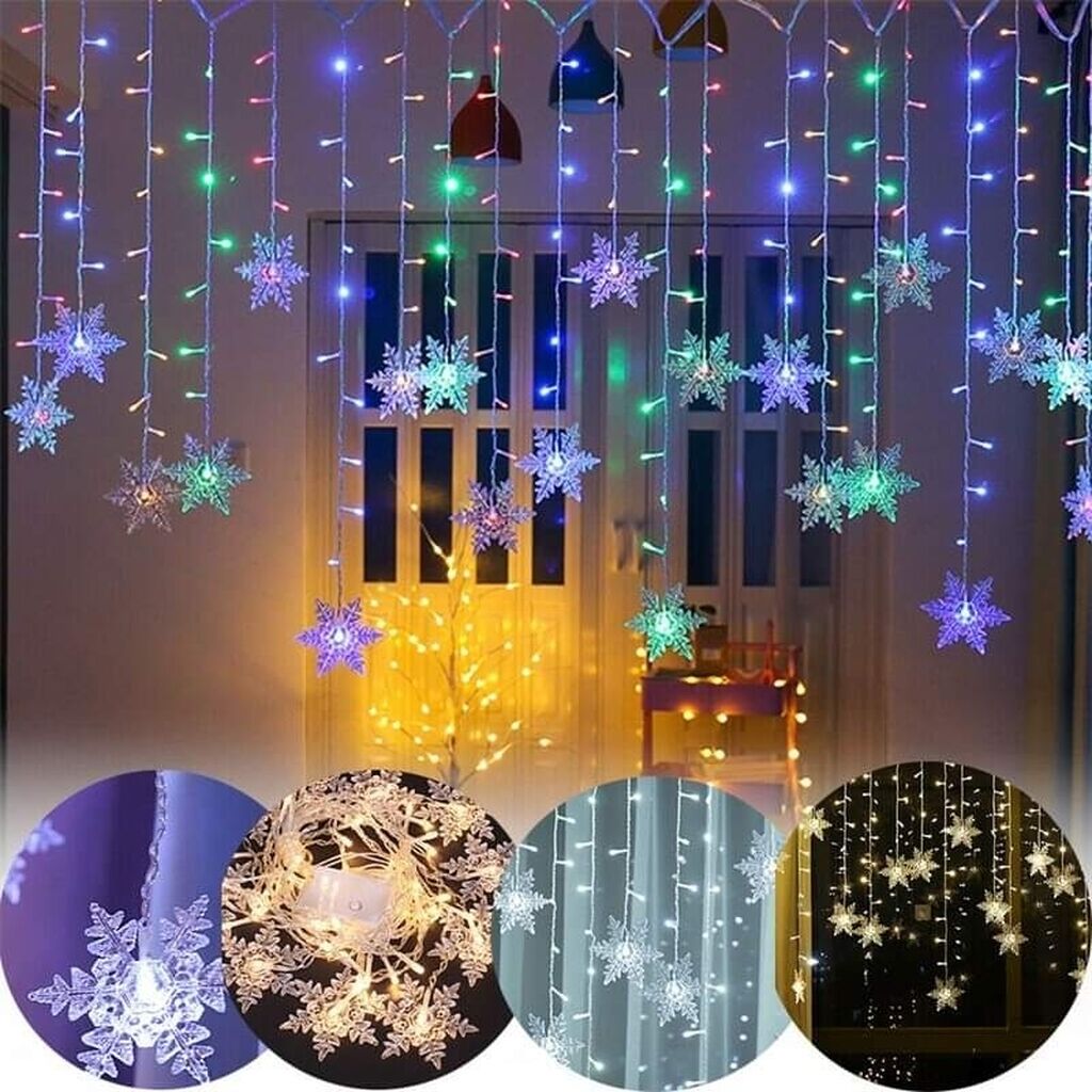 Led zavesa pahulje Širina 3m 8 načina rada za svetla Prečnik pahulja
