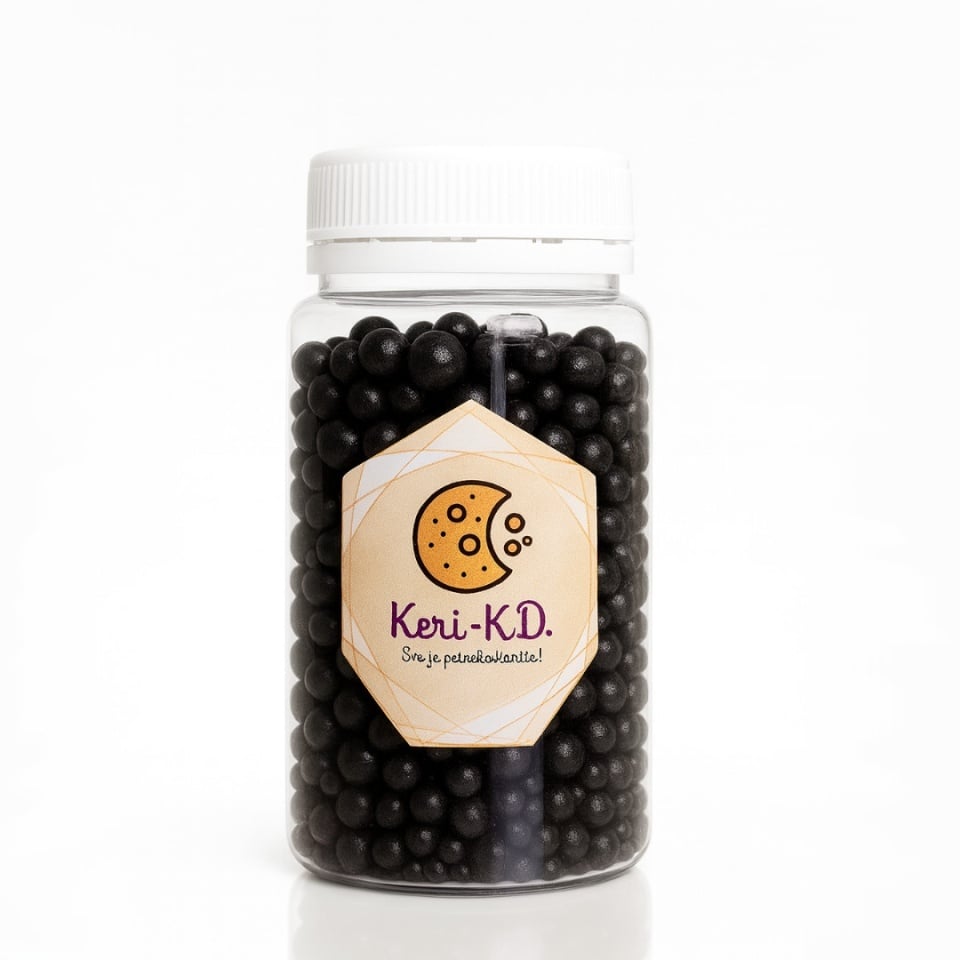 Keri K.D. šećerne perle CRNE 3, 5, 7, 10mm 80g