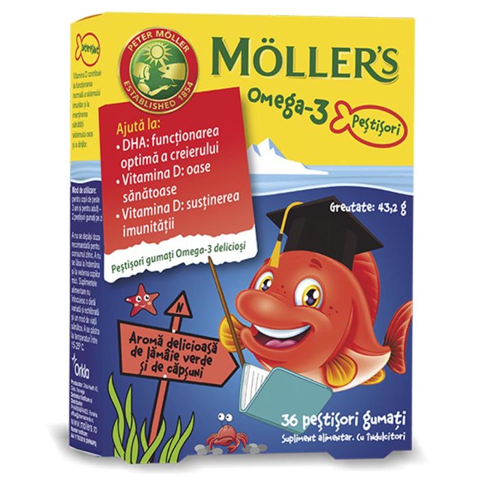Möller's Omega-3 Jelly Fish - gumene ribice, ukus jagode, 36 kom.