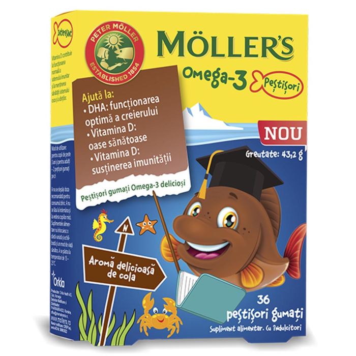 Möller's Omega-3 Jelly Fish - gumene ribice, ukus kole, 36 kom.