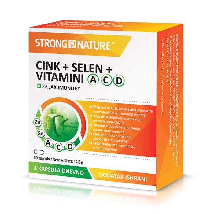 Strong Nature Cink+Selen+Vitamini A C D, 30 kapsula