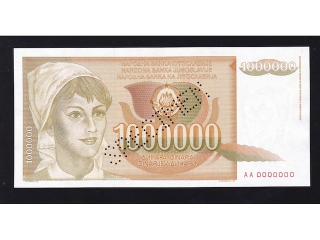 JUGOSLAVIJA --- 1000000 DINARA 1989 - a-UNC - SPECIMEN