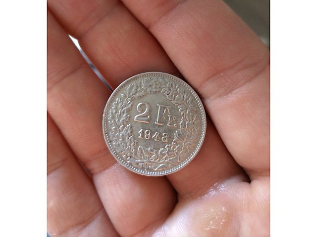 Švajcarska 2 franka 1948. srebro